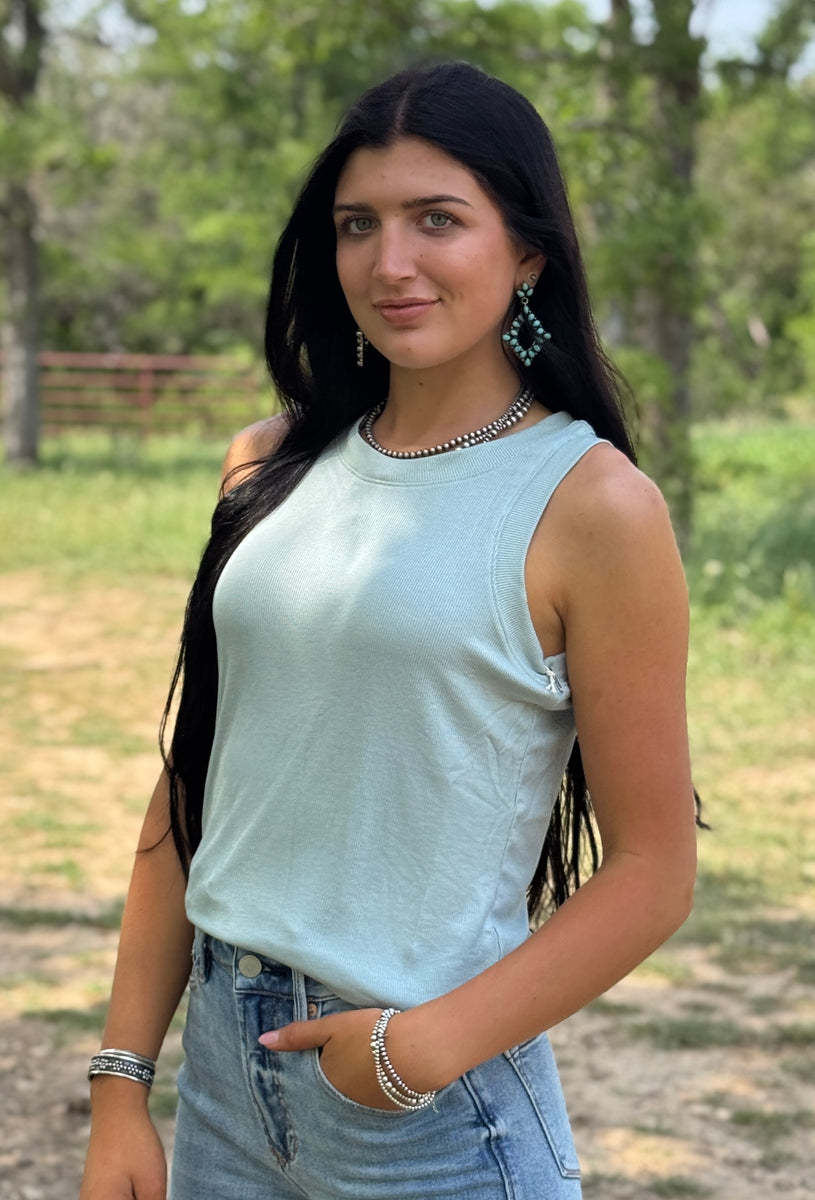 Cleo Aquamarine Tank – Rockin Rhona