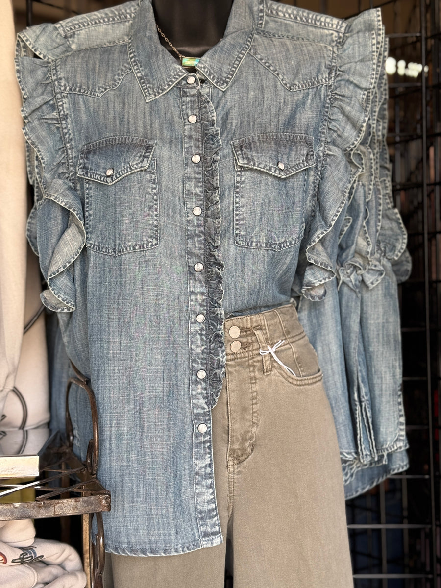 Denim Ruffle Top – Rockin Rhona
