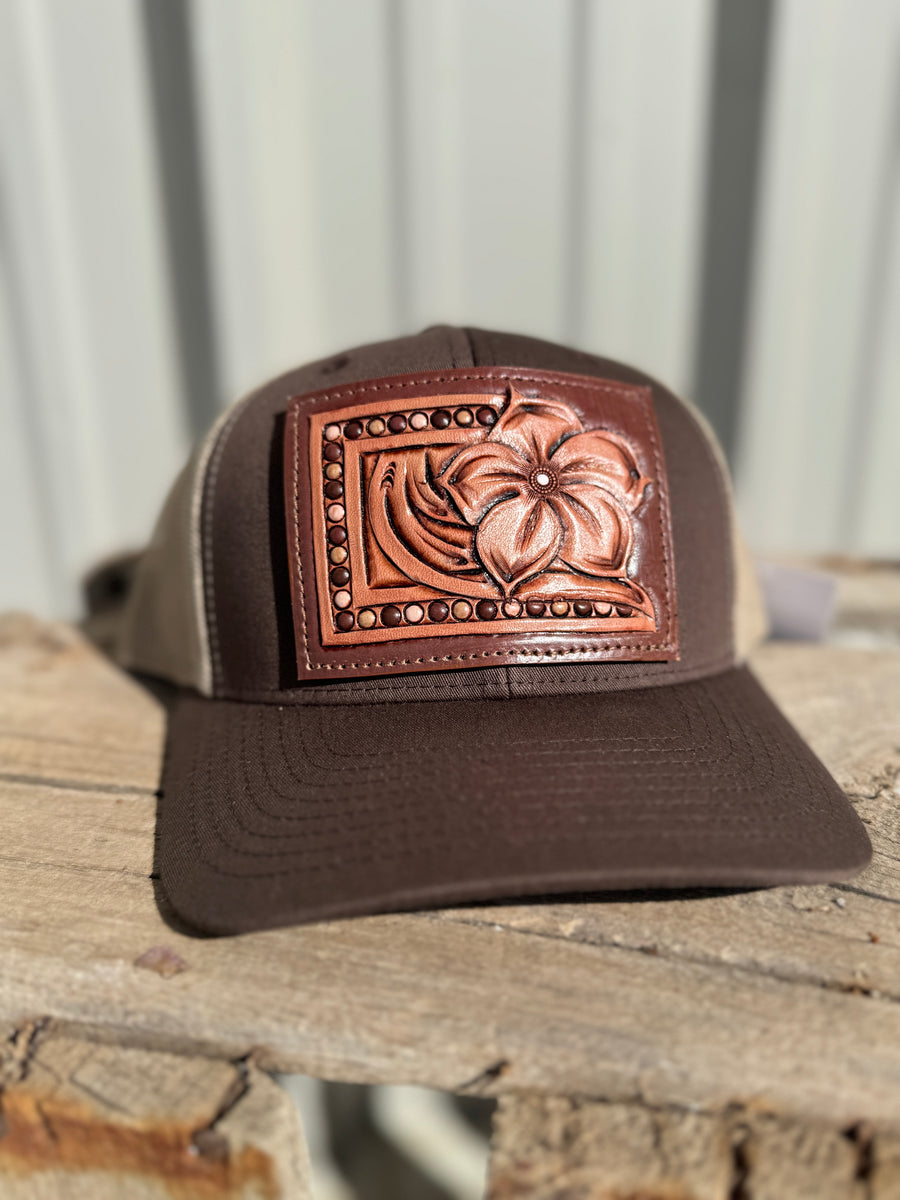 Daisy W/Turquoise Border - Brown/Tan Cap – Rockin Rhona