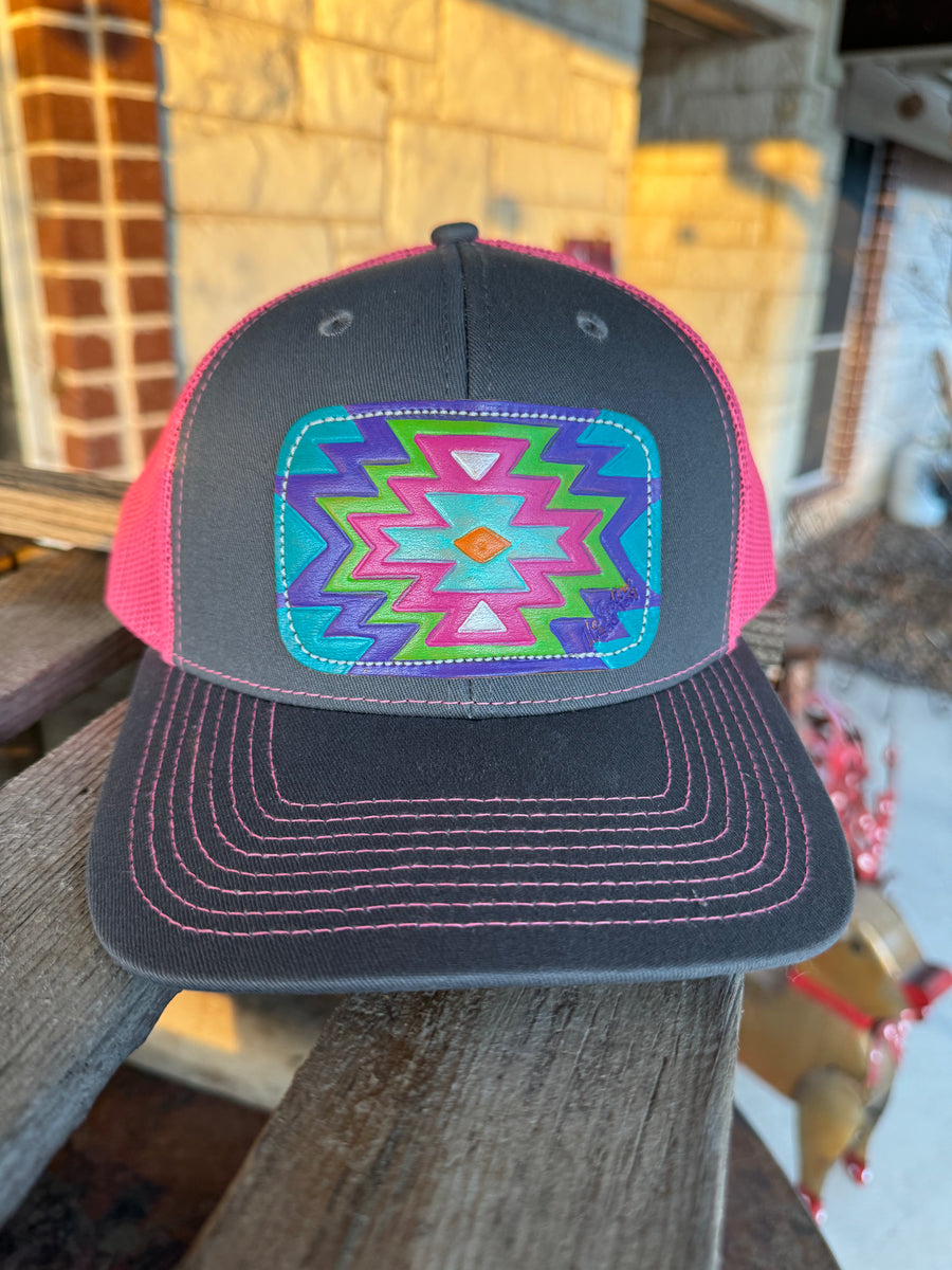 Charcoal/Pink - Original Aztec Cap – Rockin Rhona