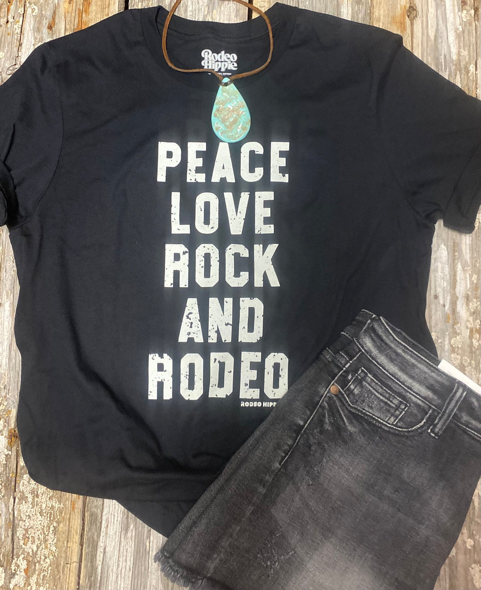 Peace Love Rock And Rodeo Tee – Rockin Rhona